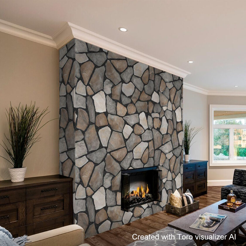 Alaskan Fieldstone Stone Veneer with Mauve, Beige & Gray Hues